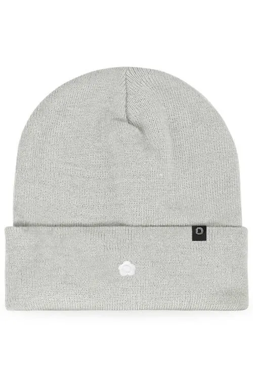 DALIX Flower Embroidery Beanie Cap - Light Gray