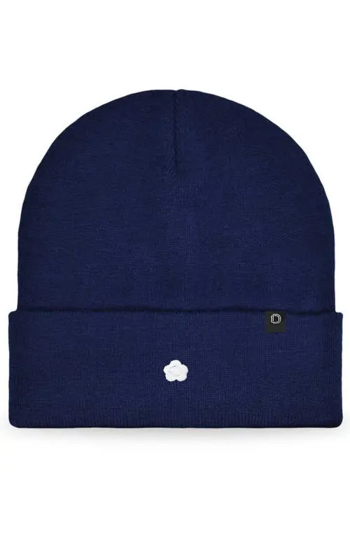 DALIX Flower Embroidery Beanie Cap - Navy Blue