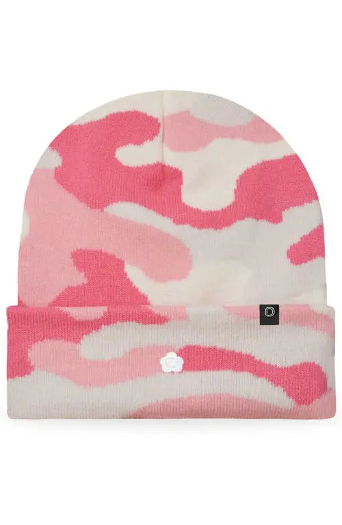 DALIX Flower Embroidery Beanie Cap - Pink Camo