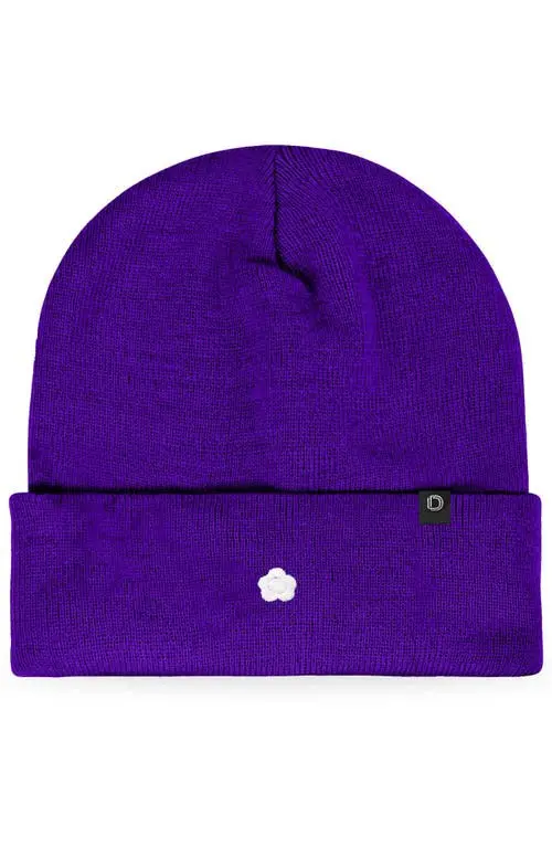 DALIX Flower Embroidery Beanie Cap - Purple