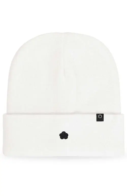 DALIX Flower Embroidery Beanie Cap - White