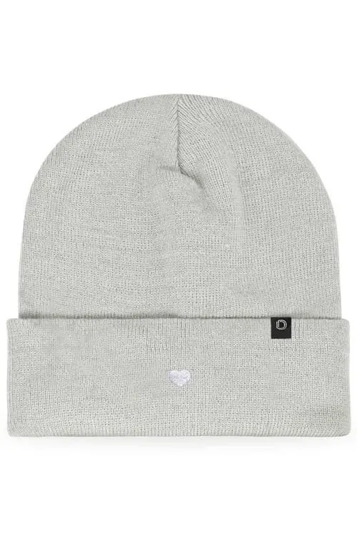 DALIX Heart Embroidery Beanie - Light Gray