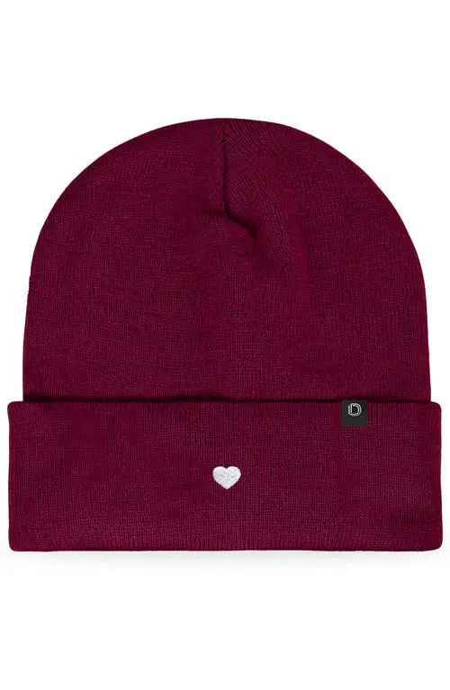 DALIX Heart Embroidery Beanie - Maroon