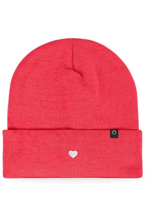 DALIX Heart Embroidery Beanie - Neon Pink
