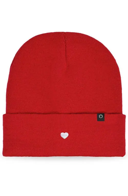 DALIX Heart Embroidery Beanie - Red