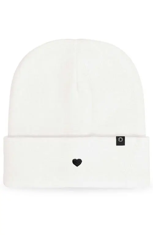 DALIX Heart Embroidery Beanie - White