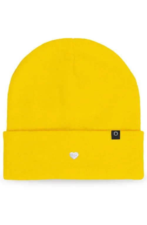 DALIX Heart Embroidery Beanie - Yellow