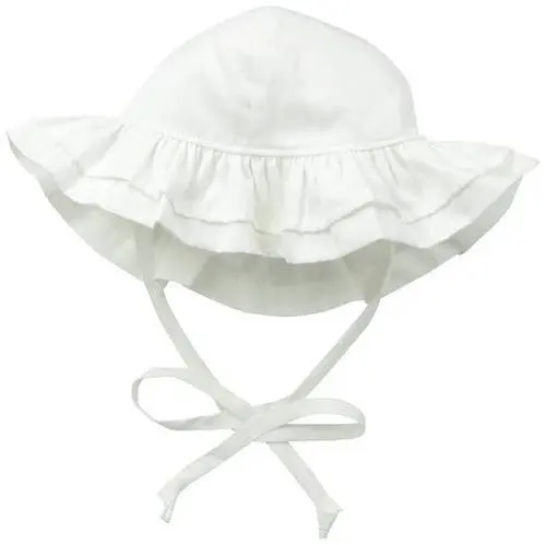 FLAP HAPPY Baby Upf 50+ Double Ruffle Sun Hat - White