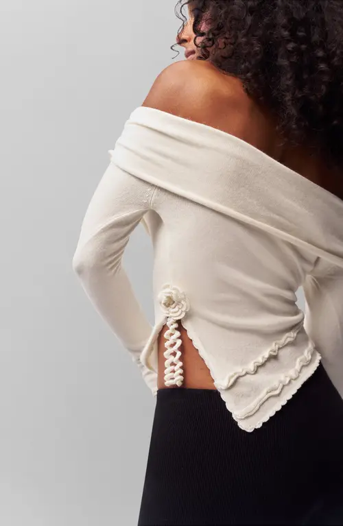 GUIZIO Fold Over Knit Top - Cream