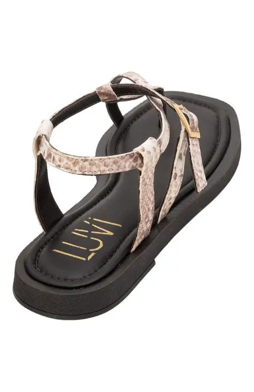 FOREVER & ALWAYS SHOES Morgana Leather Thong Sandal - Brown Leather
