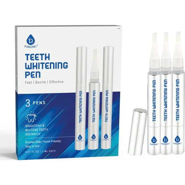 PURSONIC Teeth Ning Pen | Brightens & Ns Teeth Instantly, 3-pack, Enamel Safe - White