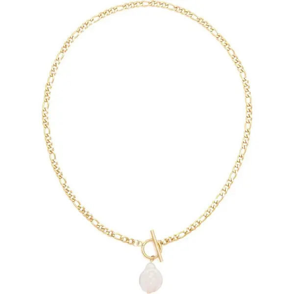 PETIT MOMENTS Jade Freshwater Pearl Toggle Necklace - Gold
