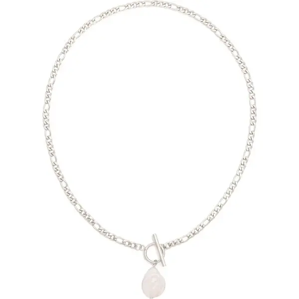PETIT MOMENTS Freshwater Pearl Toggle Chain Necklace - Silver