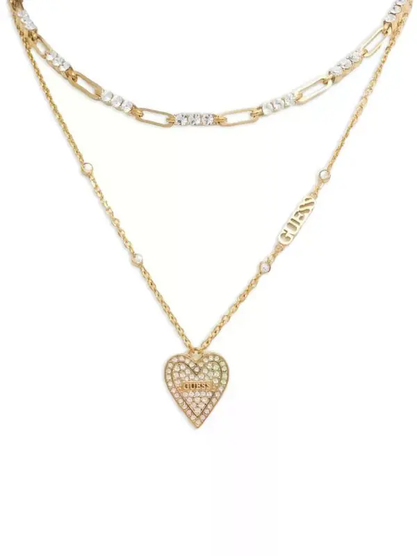 Guess Crystal-embellished Heart Pendant Necklace - Gold