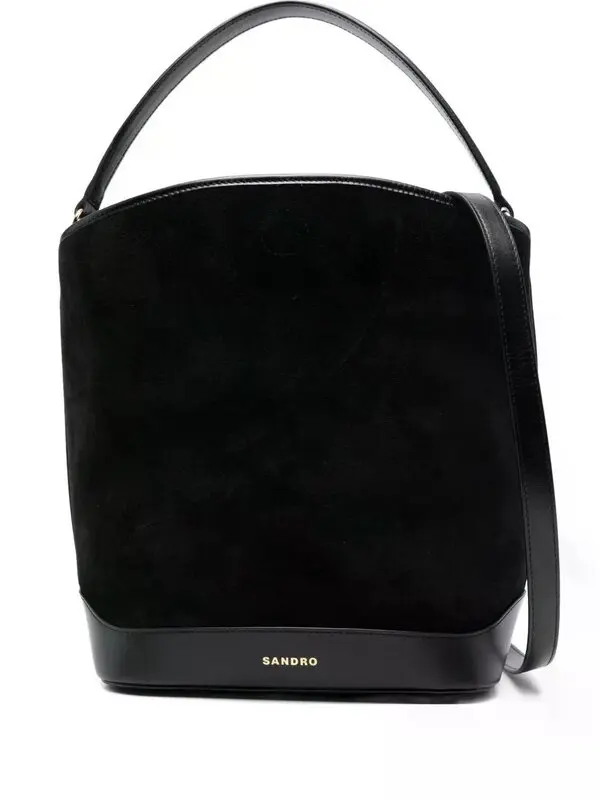 Sandro Tangoso Suede Leather Bucket Bag - Black