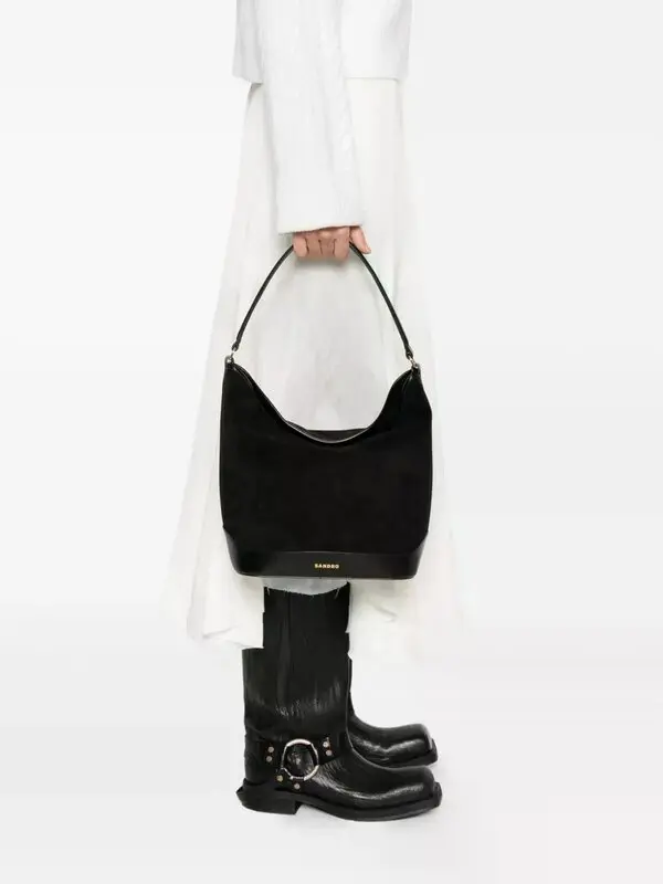 Sandro Tangoso Suede Leather Bucket Bag - Black