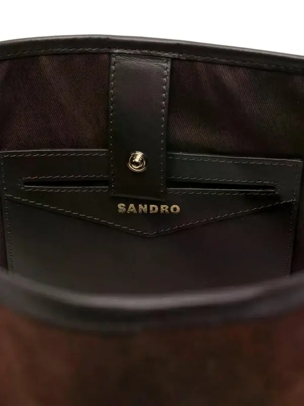 Sandro Suede Tote Bag With Leather Trim