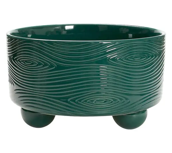 TEMP-TATIONS As Is Woodland Ceramic Beaded Raised Bowl - One-color