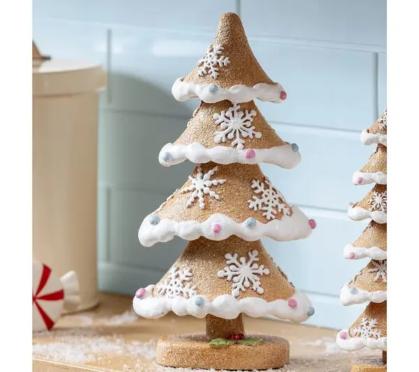 EVERGREEN Set Of 2 Resin Gingerbread Trees Tabl E Decor - One-color
