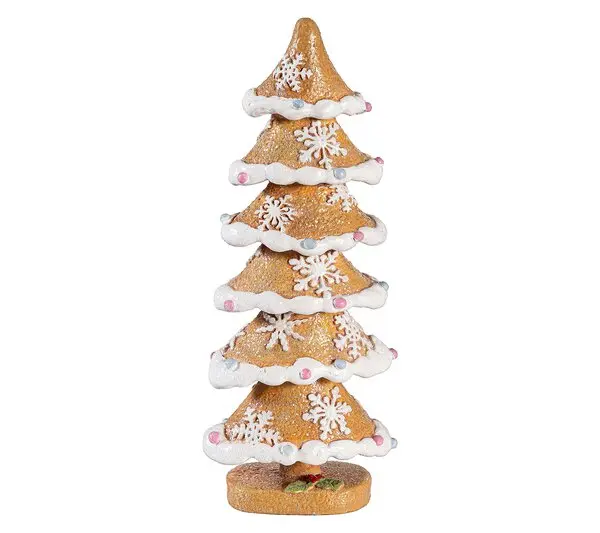 EVERGREEN Set Of 2 Resin Gingerbread Trees Tabl E Decor