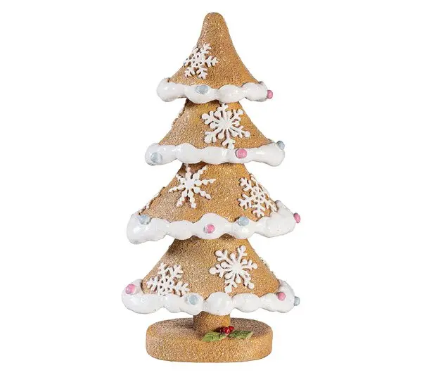 EVERGREEN Set Of 2 Resin Gingerbread Trees Tabl E Decor