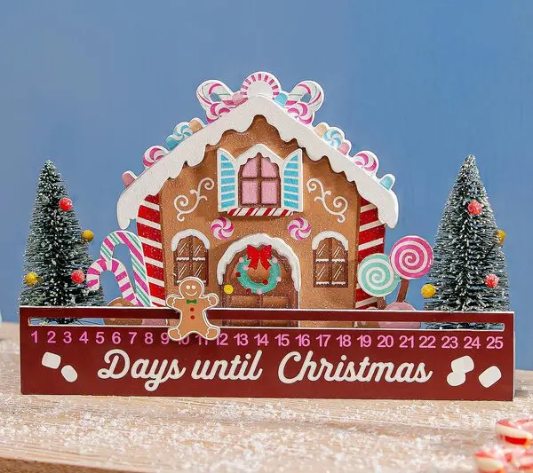 EVERGREEN 13'l Wooden Gingerbread House Christm As Countdown - One-color