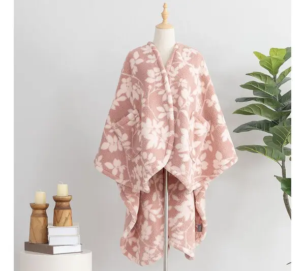 BERKSHIRE BLANKET As Is Berkshire Botanical Vine Sherpa Wearable Throw - One-color