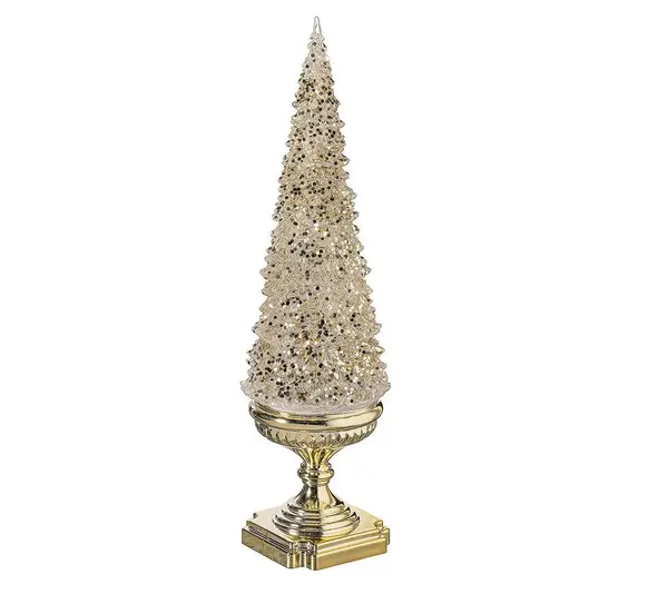 EVERGREEN 18.5h Led Spinning Glitter Tree Table Decor