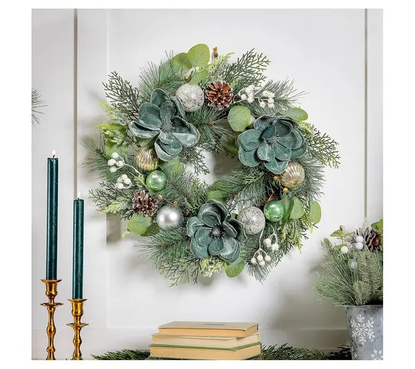 EVERGREEN 20'h Artificial Pine Wreath With Orna Ments - One-color