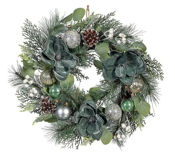 EVERGREEN 20'h Artificial Pine Wreath With Orna Ments
