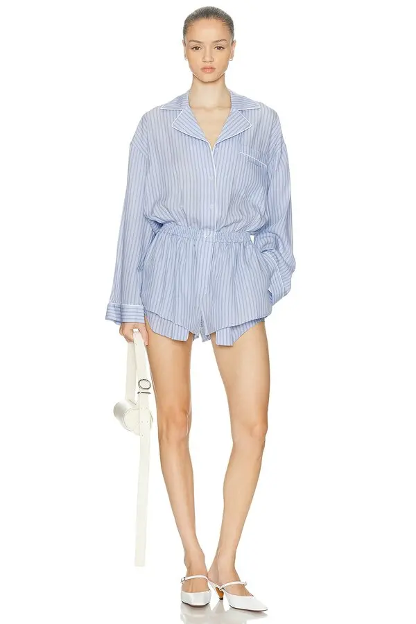 Alexander Wang Pajama Romper - Oxford Blue Multi