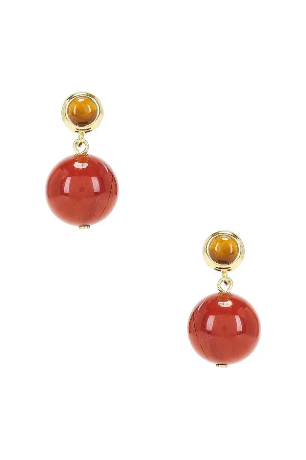 DEVE La Chapelle Earrings - Red Jasper  Tigers Eye  & Gold Vermeil