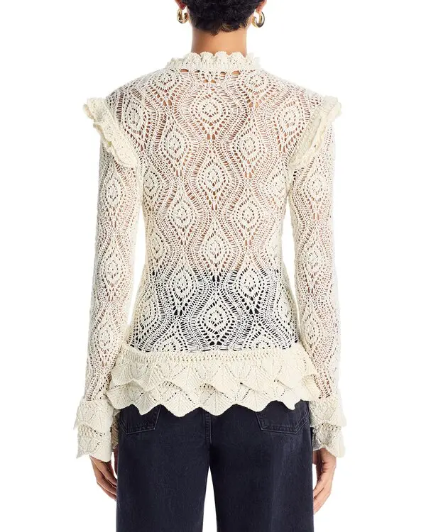 Aqua Crochet Long Sleeve Top