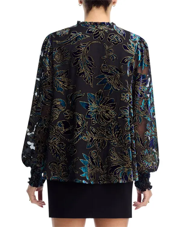 Aqua Velvet Burnout Boho Blouse