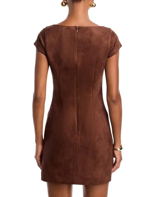 Aqua Faux Suede Cap Sleeve Shift Dress