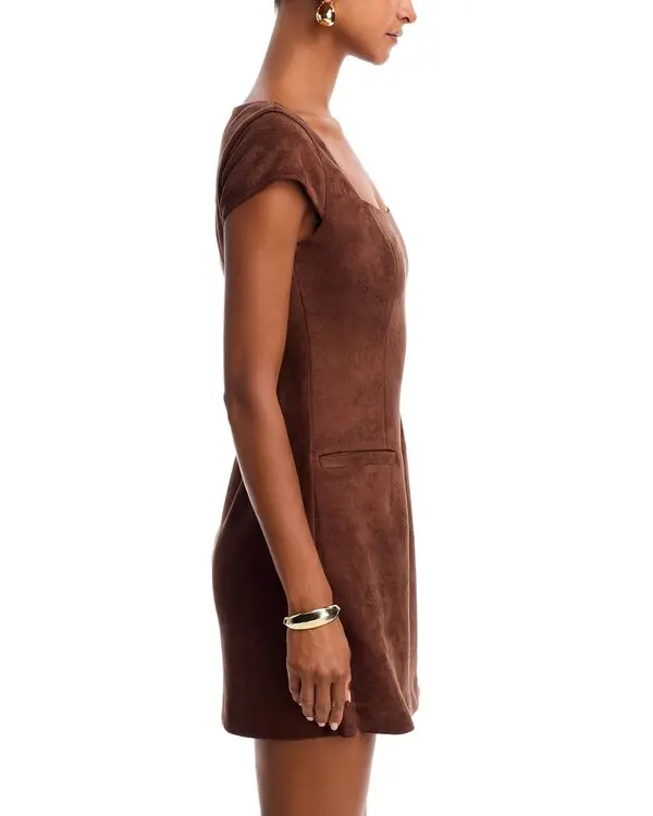 Aqua Faux Suede Cap Sleeve Shift Dress