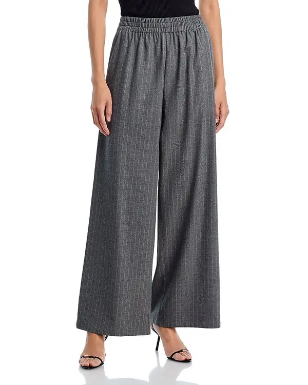 Aqua Wide-leg Pinstripe Pants