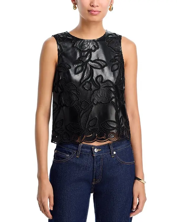 Aqua Lace Faux Leather Tank Top