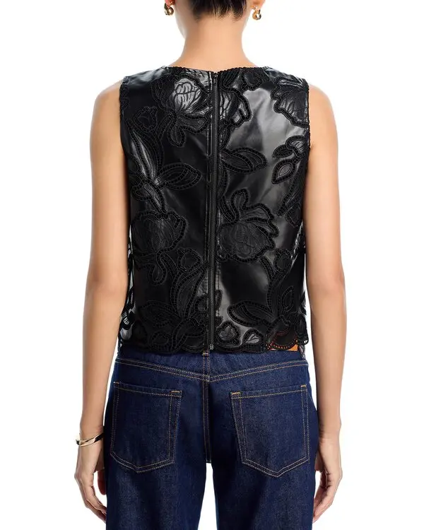 Aqua Lace Faux Leather Tank Top