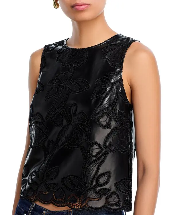 Aqua Lace Faux Leather Tank Top