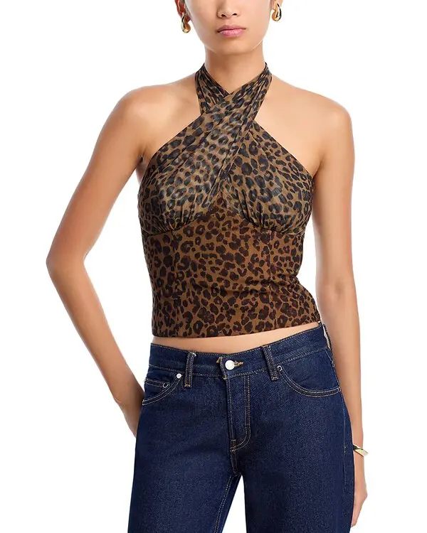 Aqua Mesh Leopard Halter Top