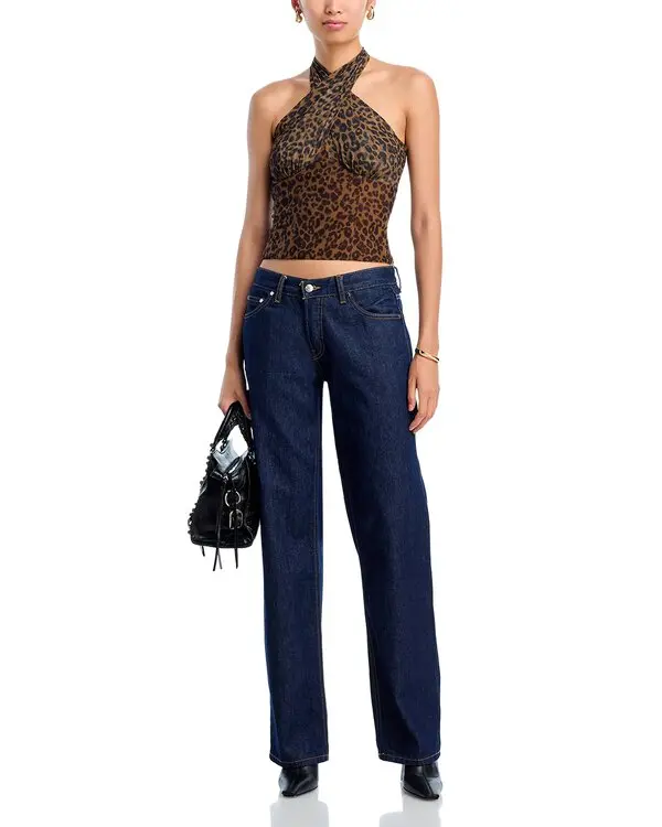 Aqua Mesh Leopard Halter Top