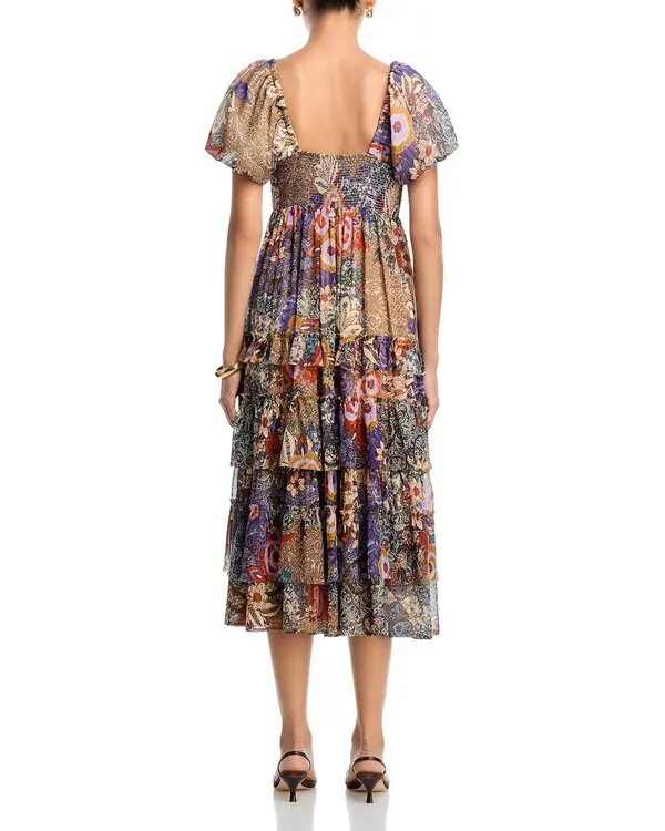 Aqua Floral Print Midi Dress