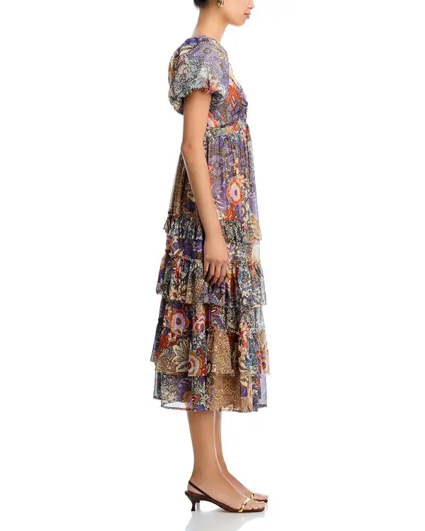 Aqua Floral Print Midi Dress