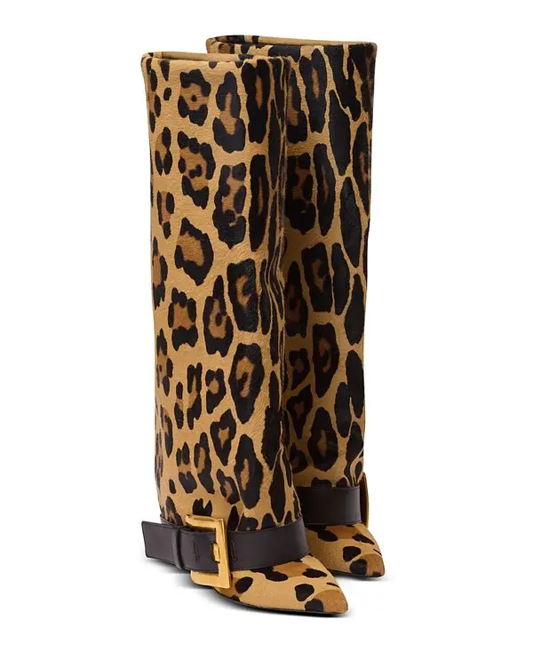 Balmain Anthem Leopard Print Boots - Brown