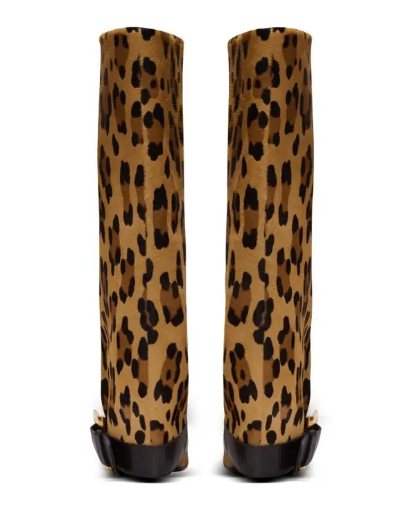 Balmain Anthem Leopard Print Boots - Brown