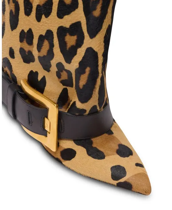 Balmain Anthem Leopard Print Boots - Brown