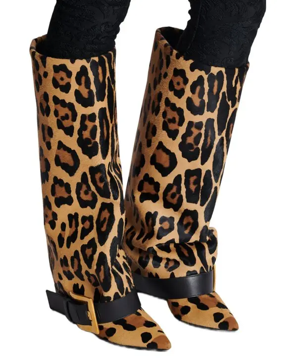Balmain Anthem Leopard Print Boots - Brown
