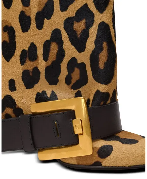 Balmain Anthem Leopard Print Boots - Brown