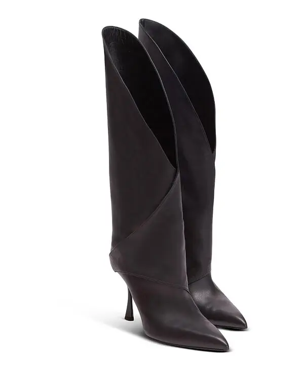 Balmain Twist Heeled Leather Boots - Black